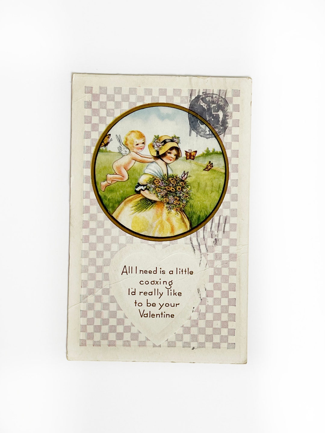 Vintage 1918 Valentine Post Card - Cupid Angel - Whitney Made Worcester ...