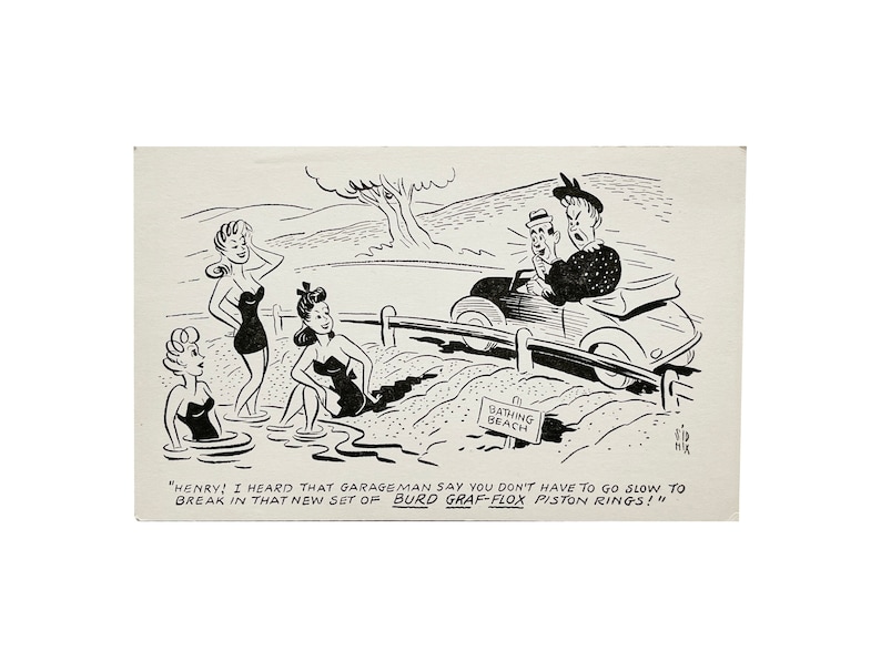 Vintage 1947 Burd Graf-flox Piston Rings Comic Advertising Postcard ...
