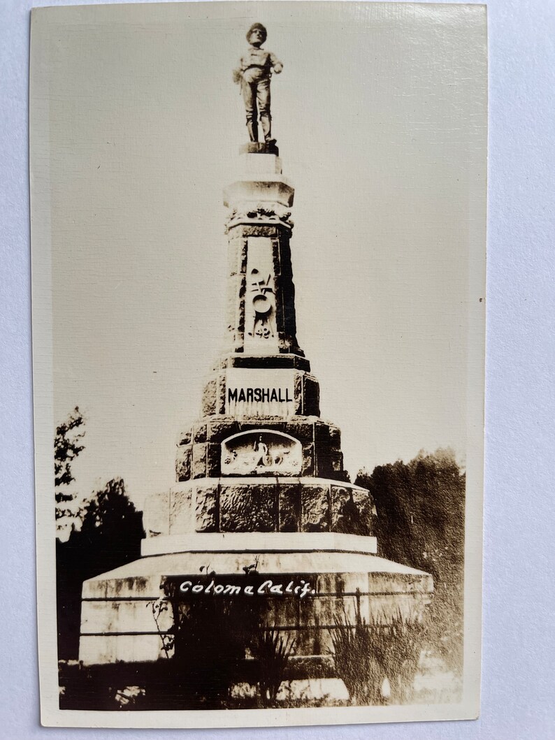 Vintage 1910s James Marshall Monument, Coloma California Postcard ...