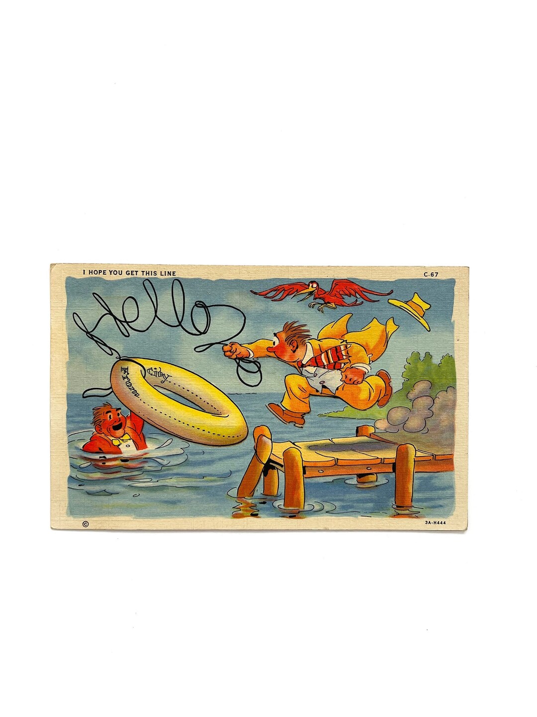 Vintage 1940s Used Illustrated Curt Teich Post Card - I Hope You Get ...