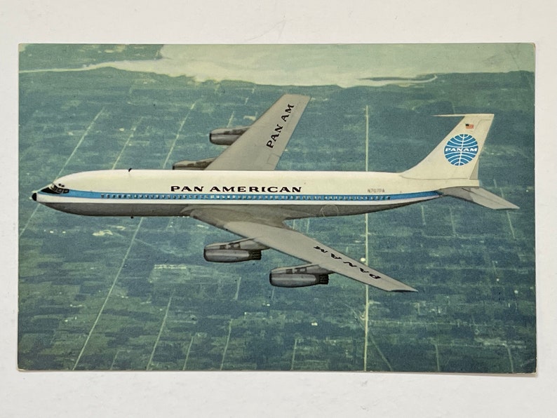 Vintage 1950s Postcard of Pan American Boeing 707 Jet Clipper Aviation ...