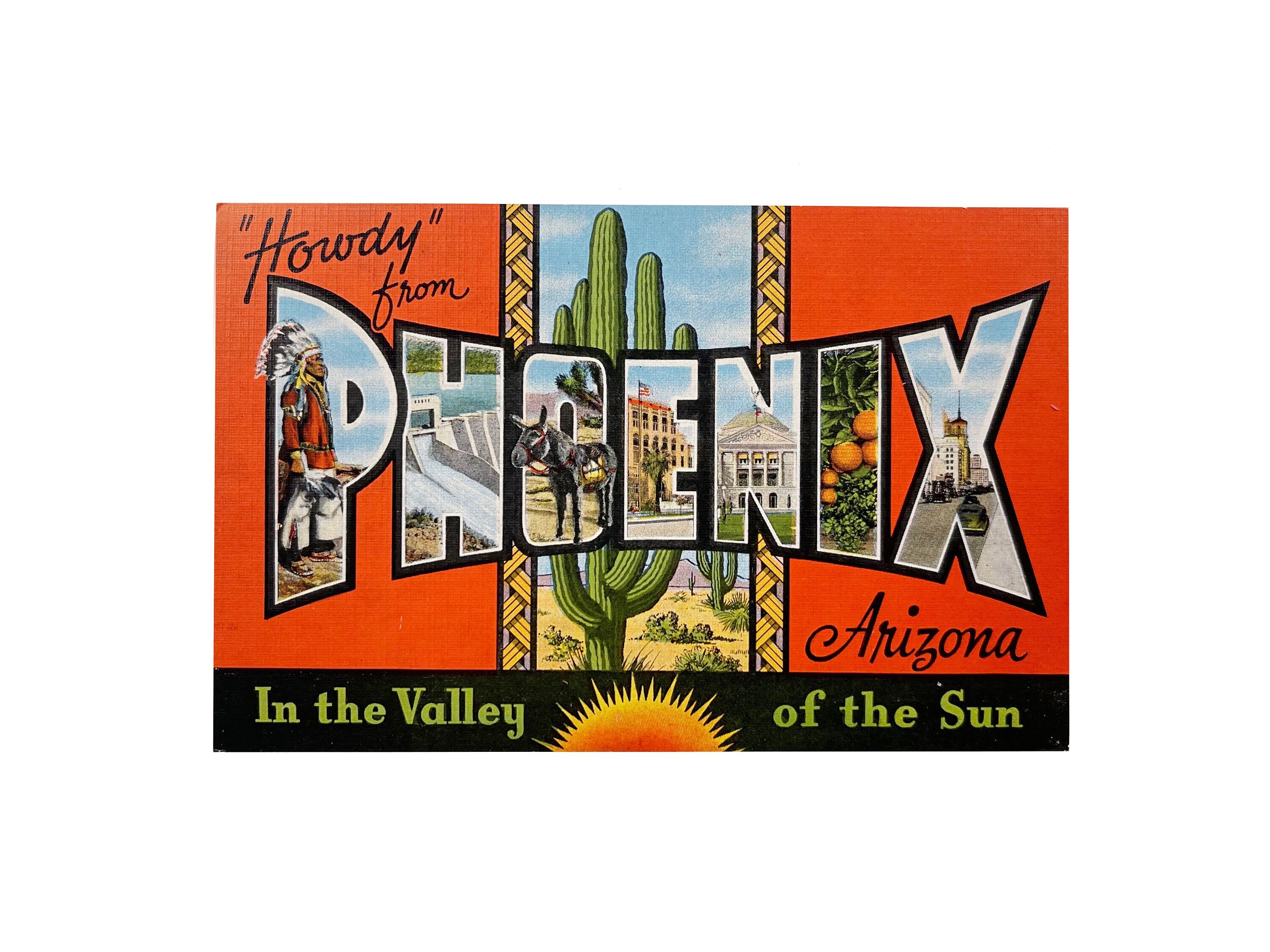 Vintage 1940s Howdy From Phoenix Arizona Large Letter Postcard - Valley ...