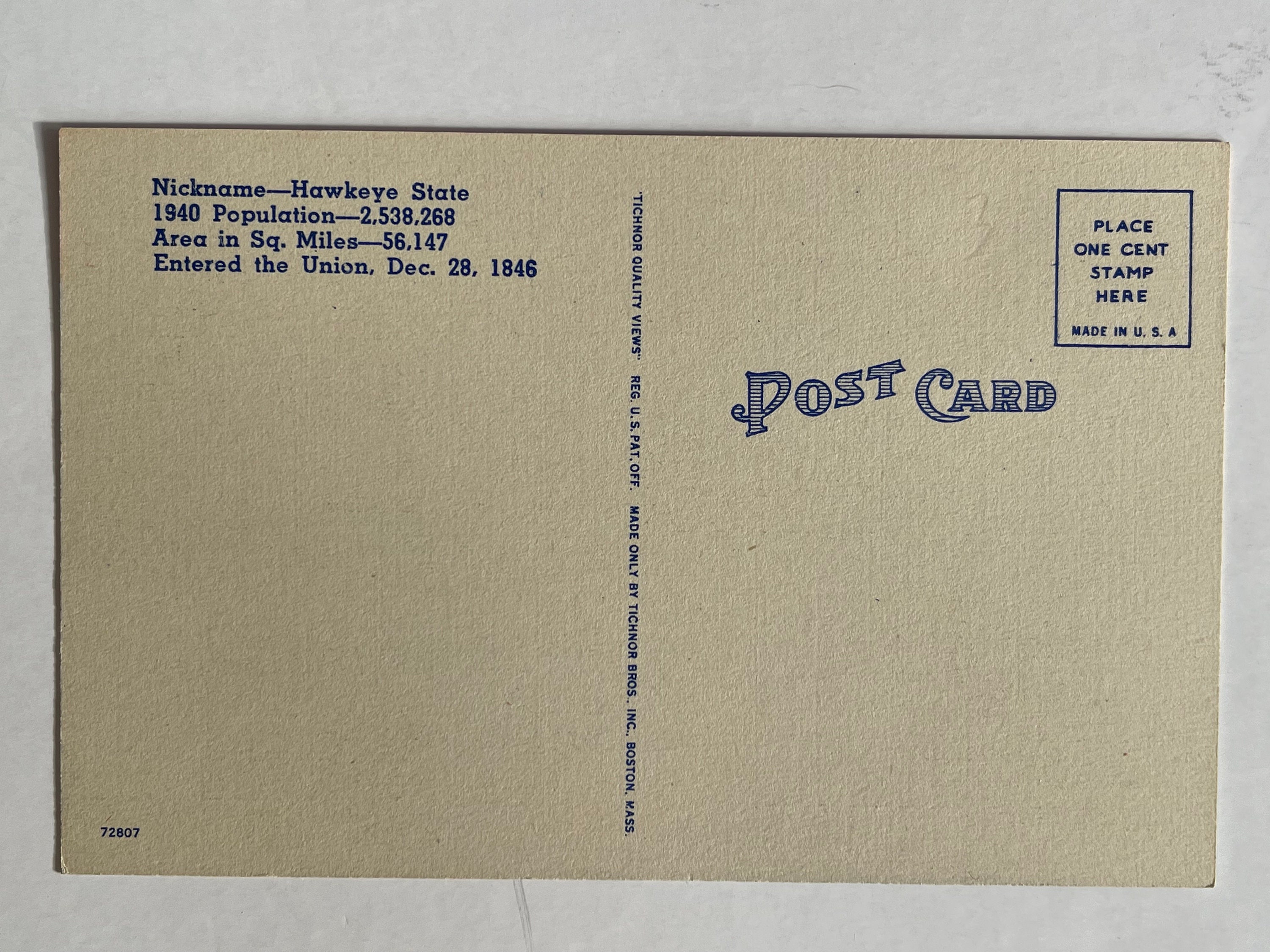 Vintage 1940s Greetings From Iowa Big Large Letter Post Card - Tichnor ...