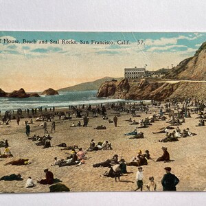 Vintage 1927 Cliff House Beach and Seal Rocks, San Francisco California ...