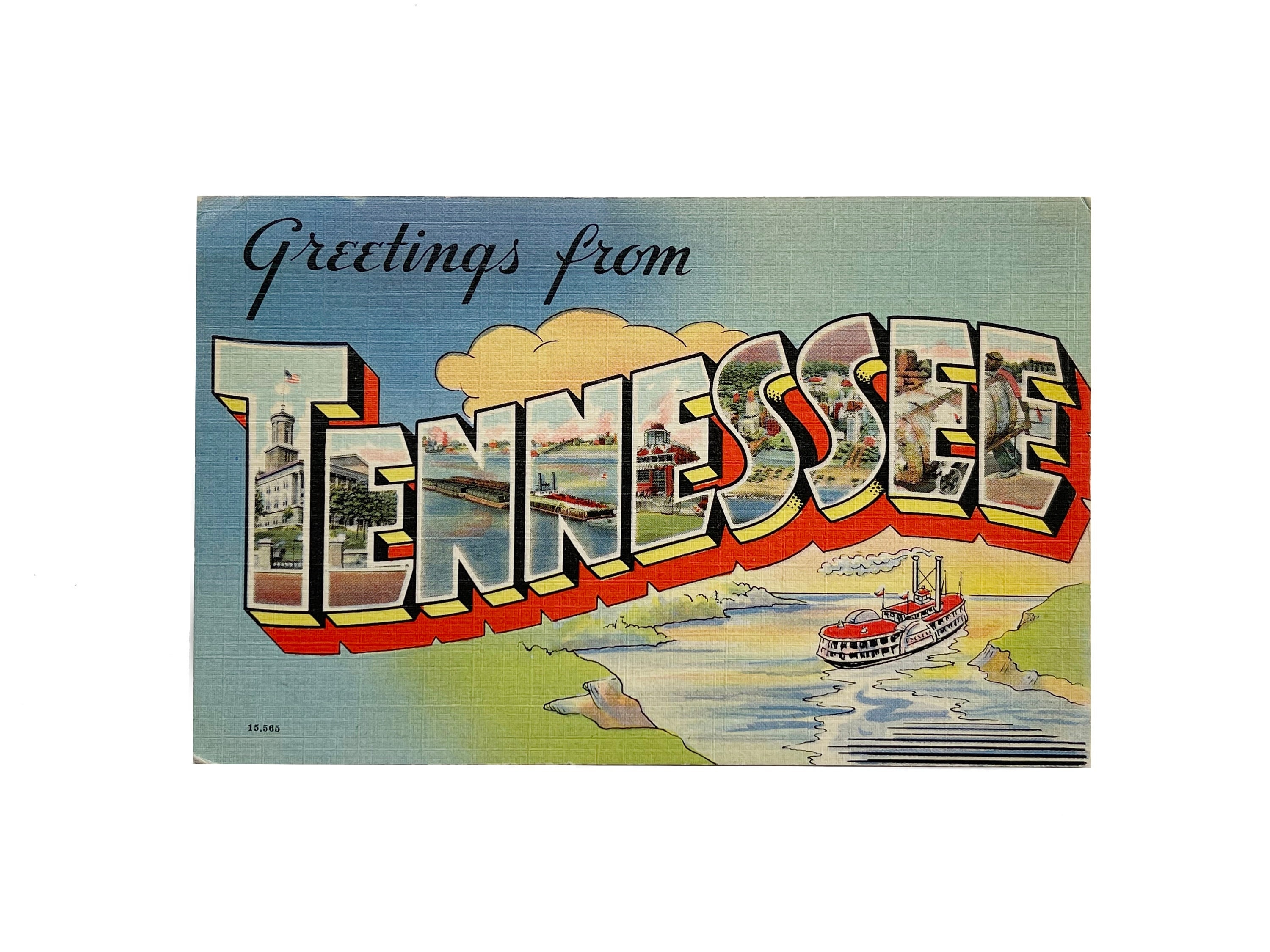 Vintage 1940s Greetings From Tennessee Large Letter Postcard ...