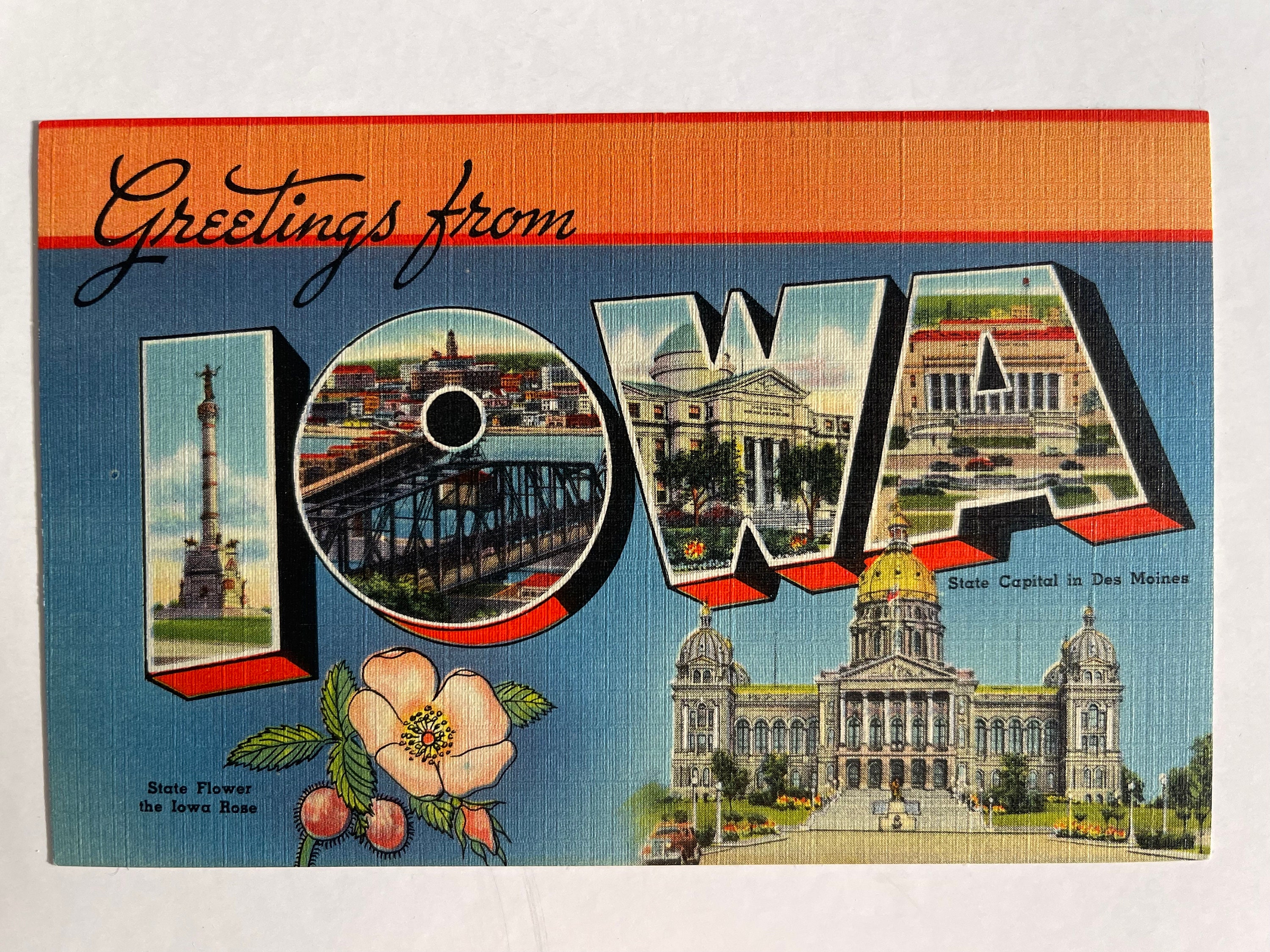 Vintage 1940s Greetings From Iowa Big Large Letter Post Card - Tichnor ...
