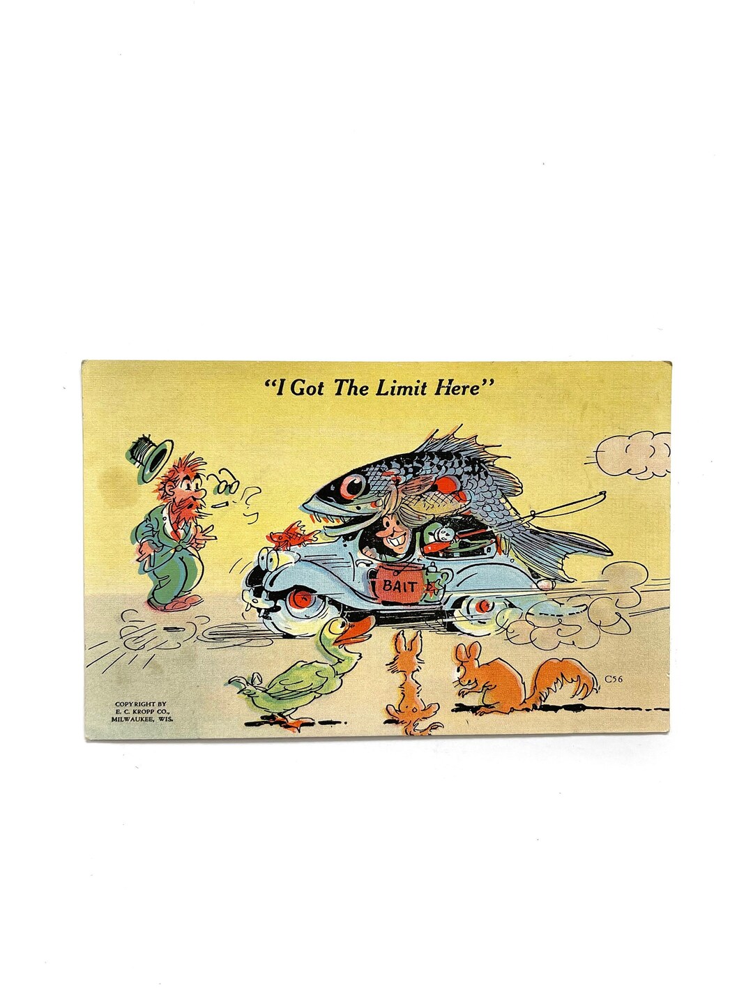 Vintage Comic Unused Illustrated Post Card - I Got the Limit Here - EC ...