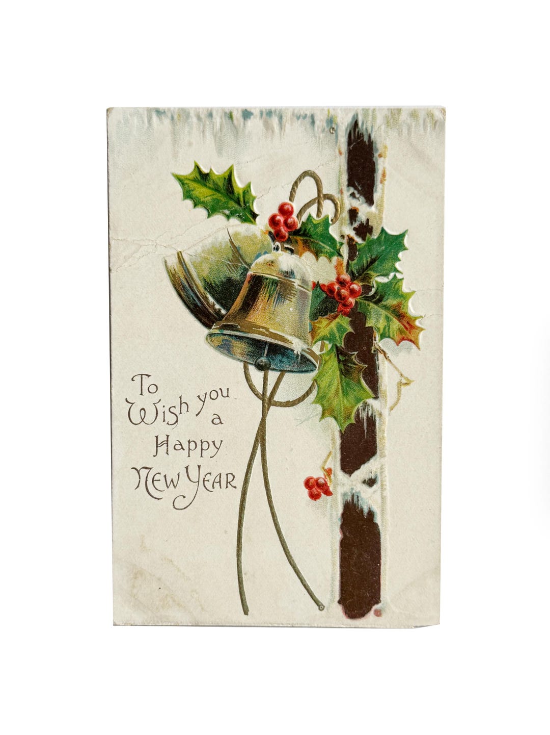 Antique 1908 Happy New Year Greeting Embossed - Holiday NYE Card - DPO ...