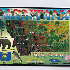 Vintage 2001 Montana - Big Sky Country Map Postcard - Facts and Tourism ...