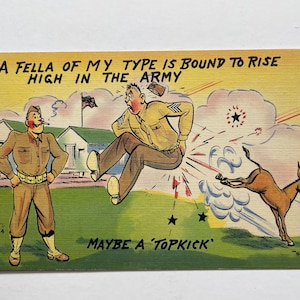 1940s Vintage Comic Army Military Soldier Gettin Kicked by A Donkey ...