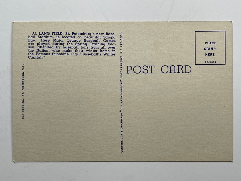 Vintage 1940s Postcard of Al Lang Field, Tampa Bay St. Petersburg ...