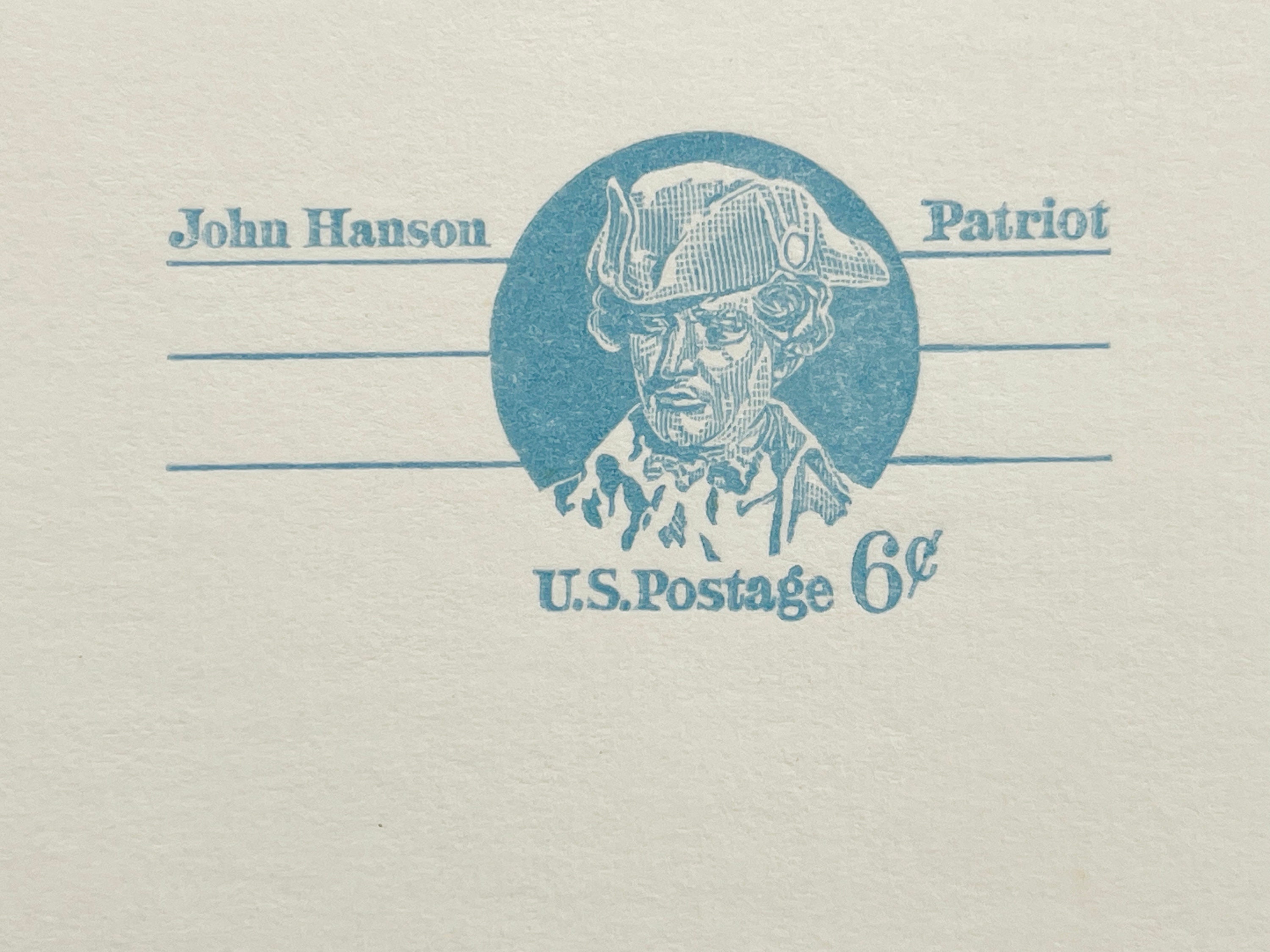 Vintage 1971 John Hanson 6c Patriot US Postal Stationery Reply Postcard ...