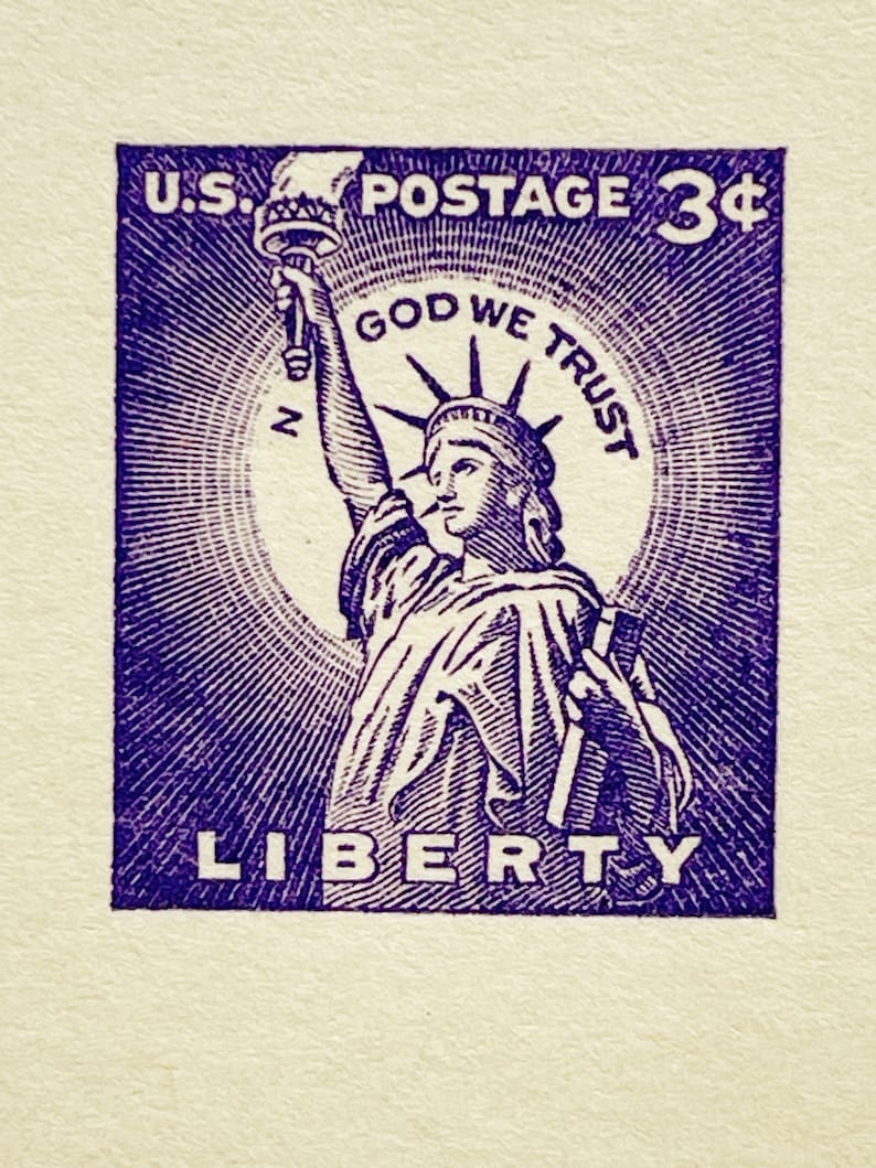Vintage 1950s Purple Statue of Liberty US 3 Cent Postal Stationary ...
