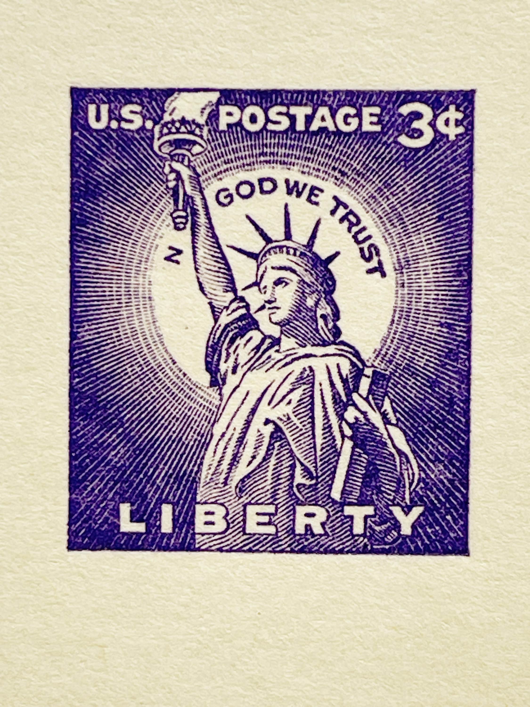 Vintage 1950s Purple Statue of Liberty US 3 Cent Postal Stationary ...