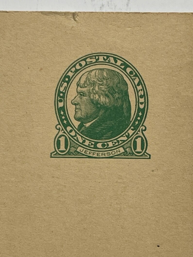 1920s Green One Cent Jefferson US Postal Reply Card Stationery Apples ...