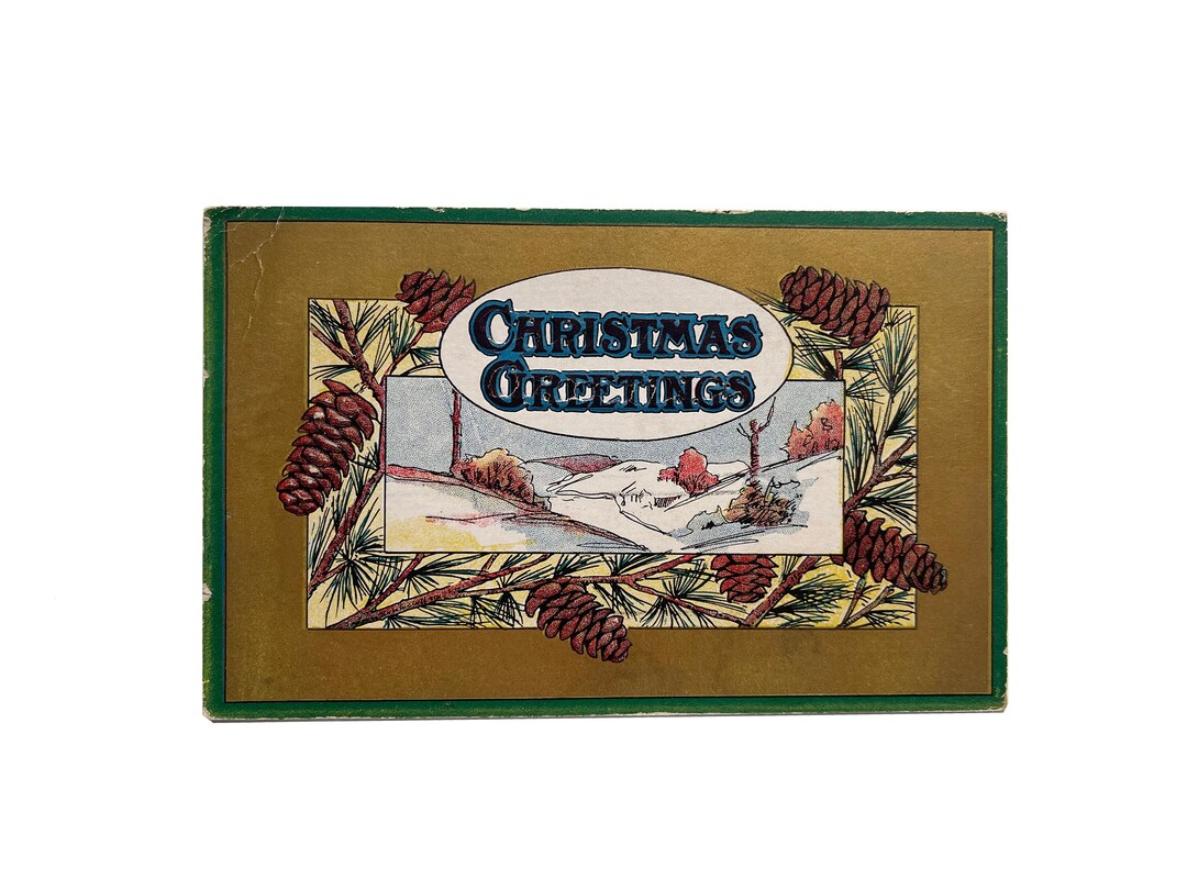 Antique 1909 Christmas Greetings - Embossed Gold Postcard of Acorns and ...