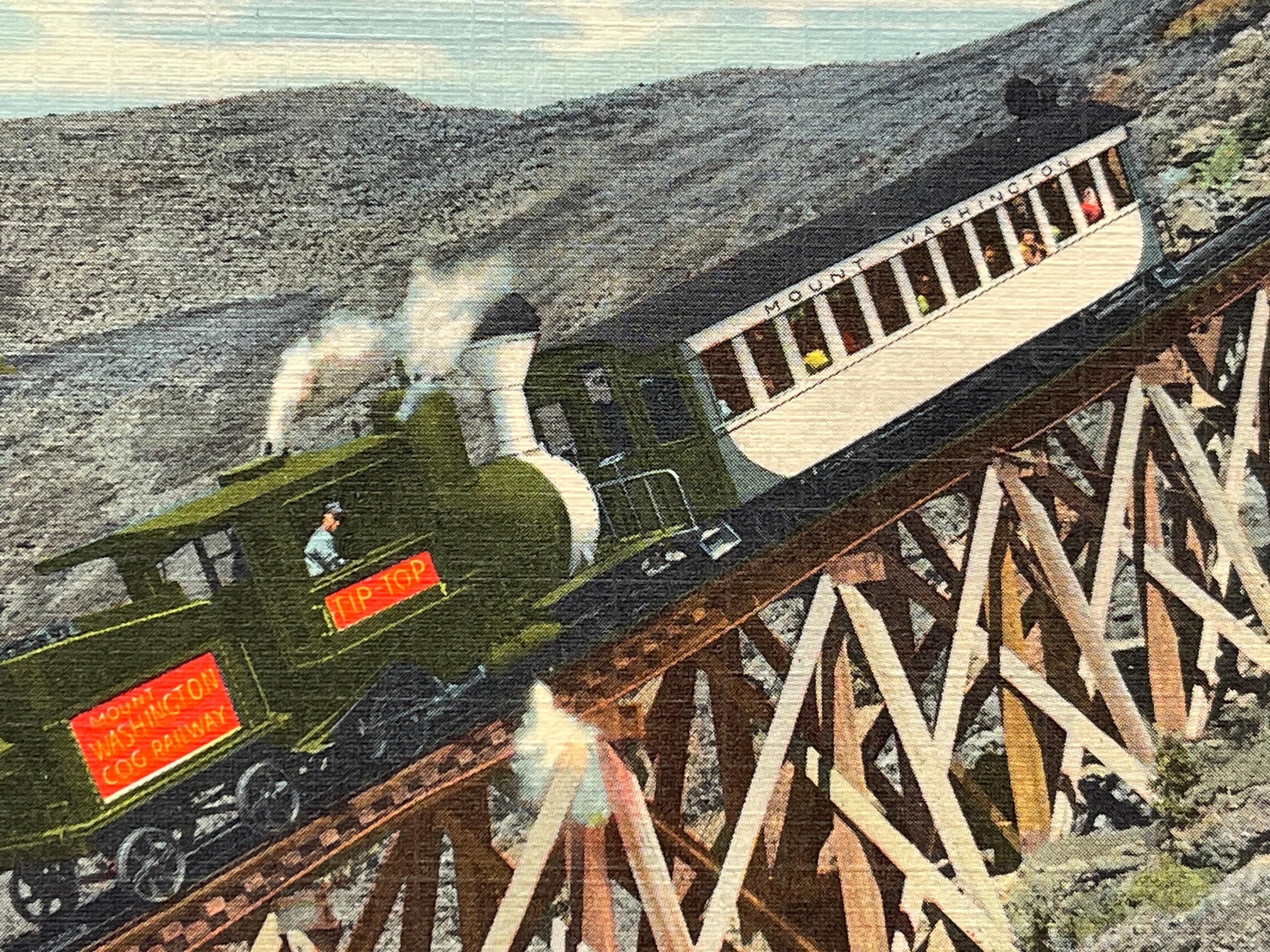 Vintage 1940s Linen Jacobs Ladder Train Postcard Mt. - Etsy