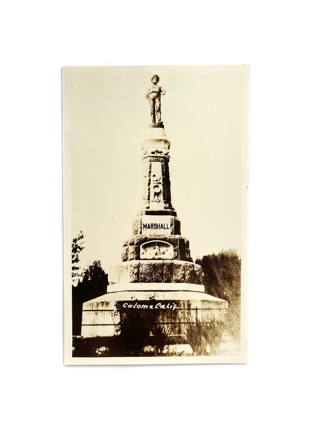 Vintage 1910s James Marshall Monument, Coloma California Postcard ...