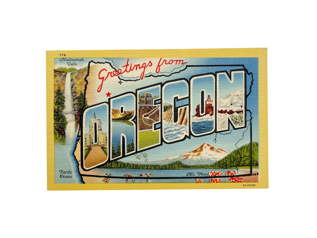Vintage 1940s Greetings From Oregon Large Letter Postcard - Mt Hood ...