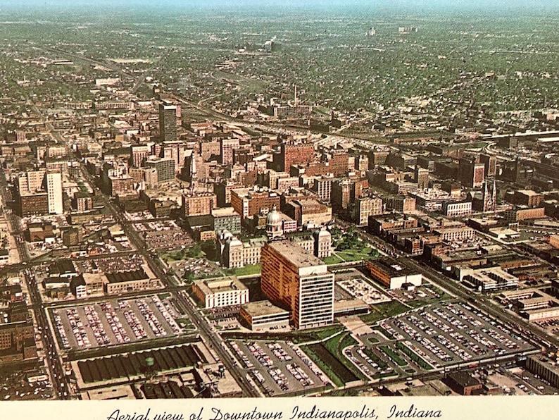 Vintage 1950s Aerial View of Downtown Indianapolis, Indiana - Unused - Etsy