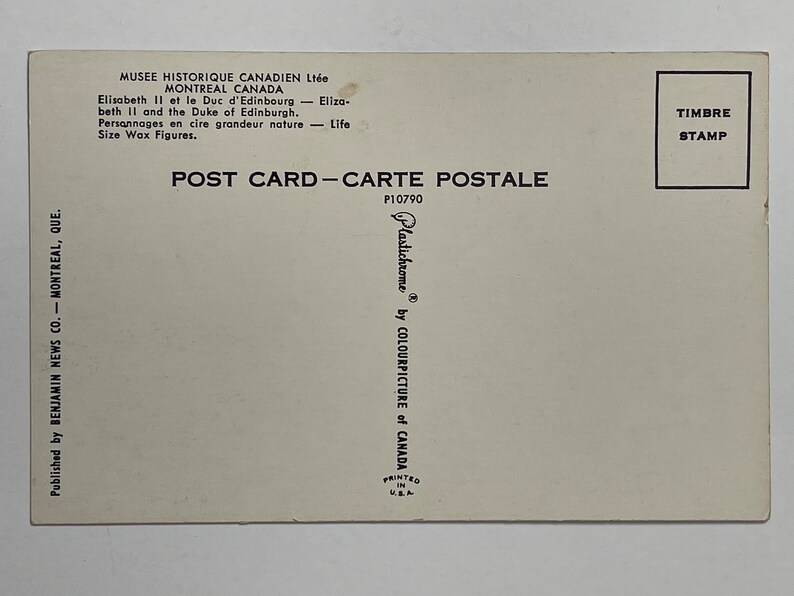 Vintage Royalty Post Card of Queen Elizabeth II and Duke of Edinburgh ...