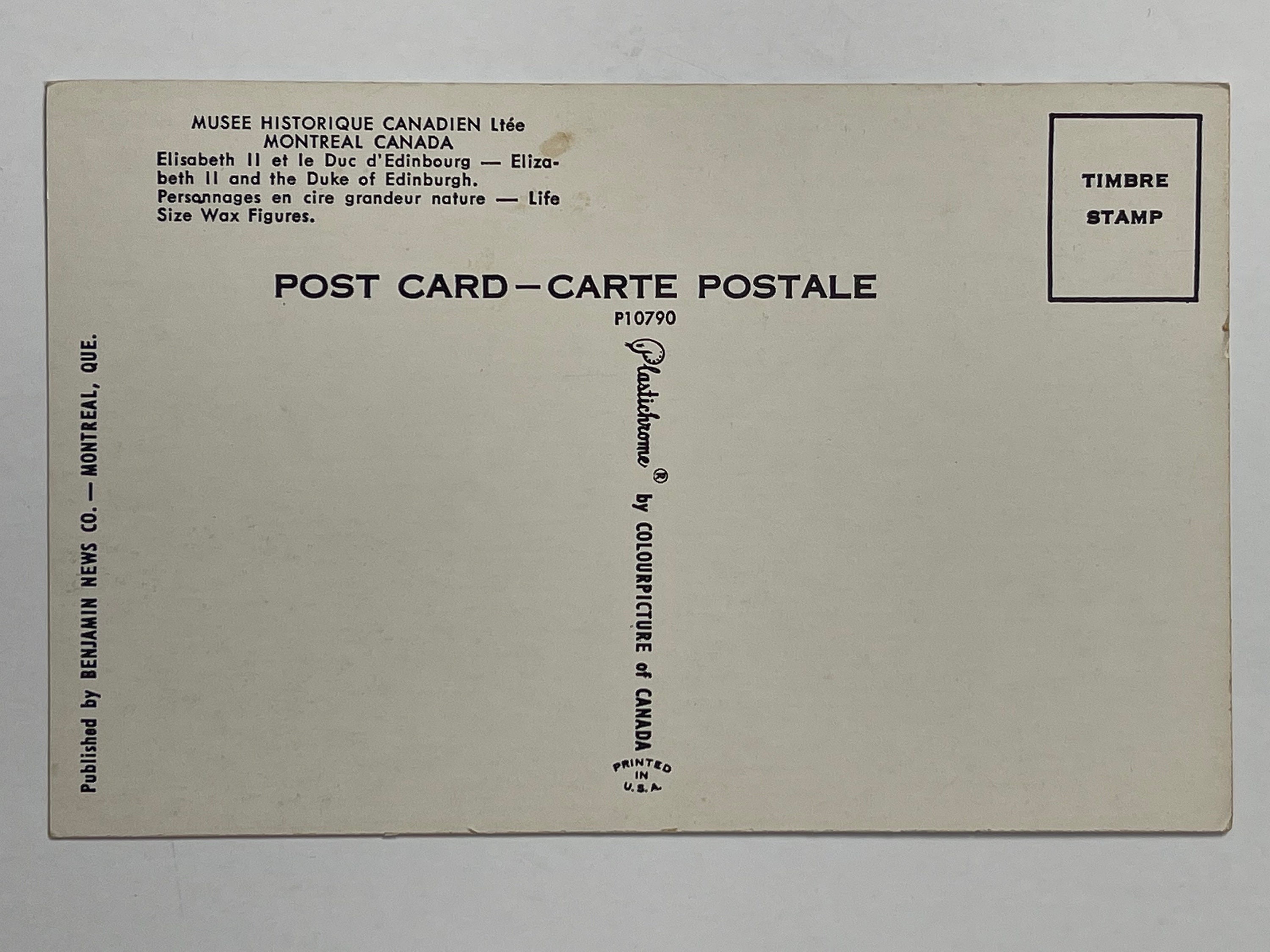 Vintage Royalty Post Card of Queen Elizabeth II and Duke of Edinburgh ...