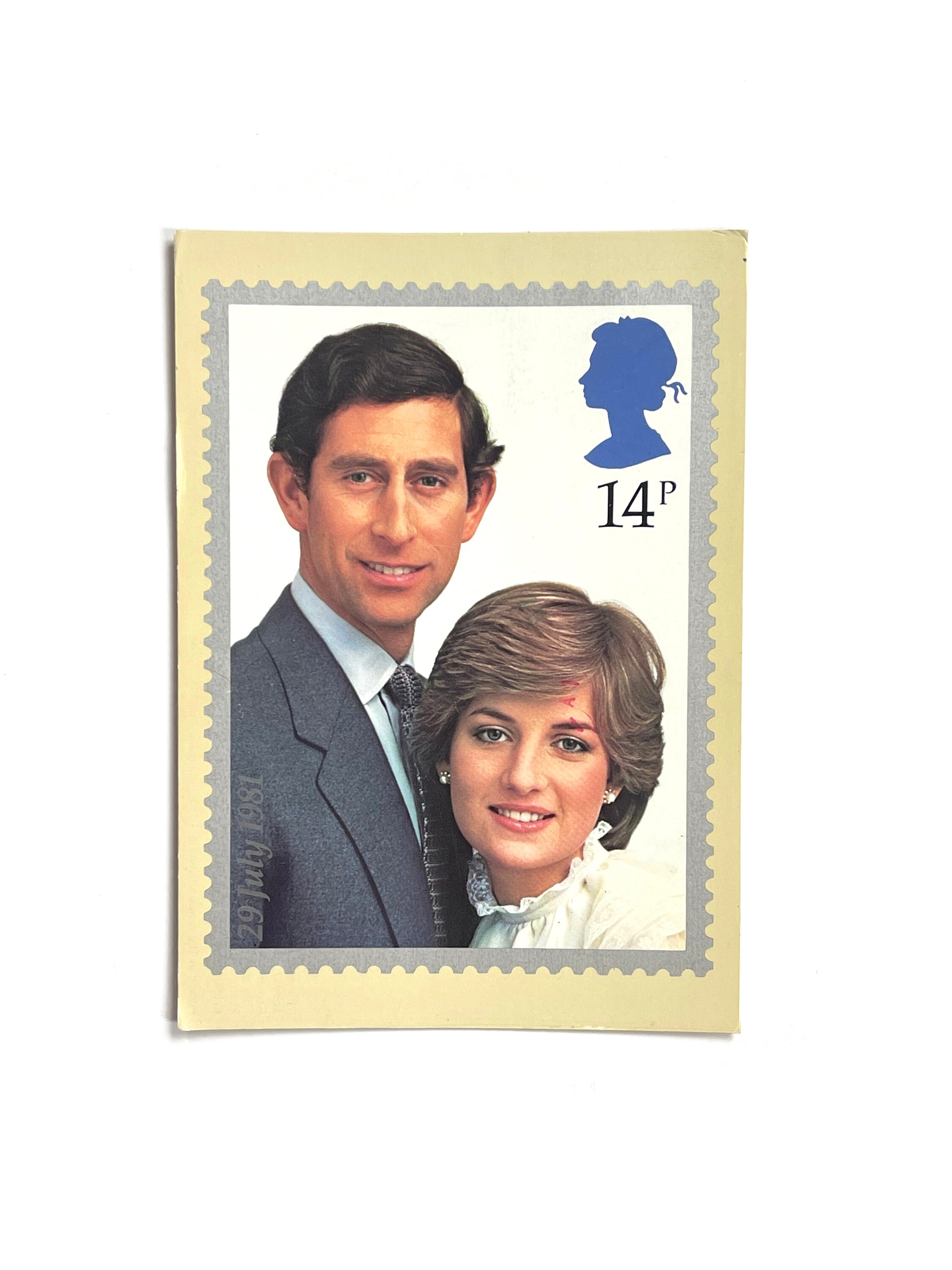 Vintage 1981 Royal Wedding Commemorative Post Card, Stamps Postmarked on the First Day Issue 14P ...