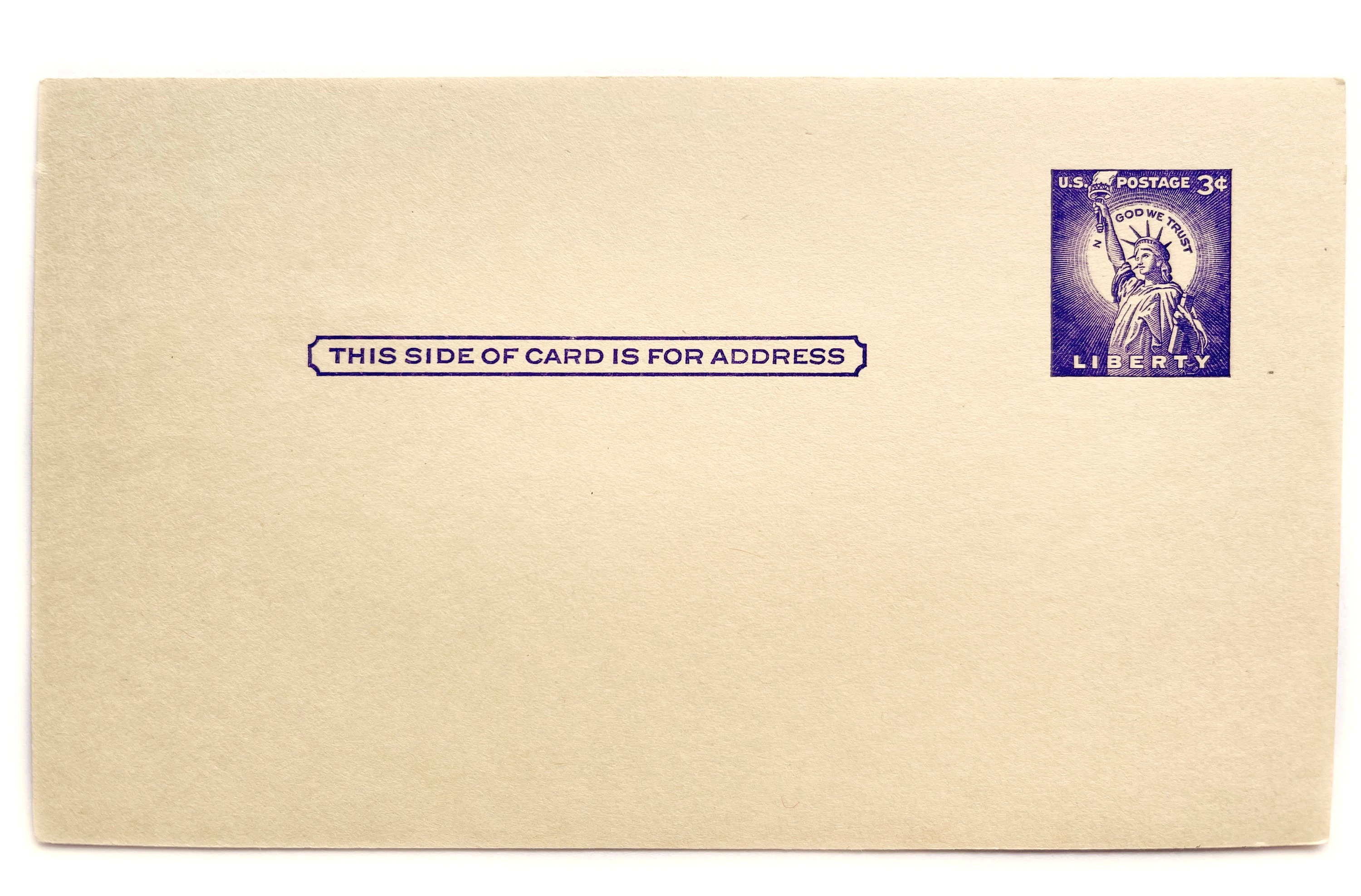 Vintage 1950s Purple Statue of Liberty US 3 Cent Postal Stationary ...