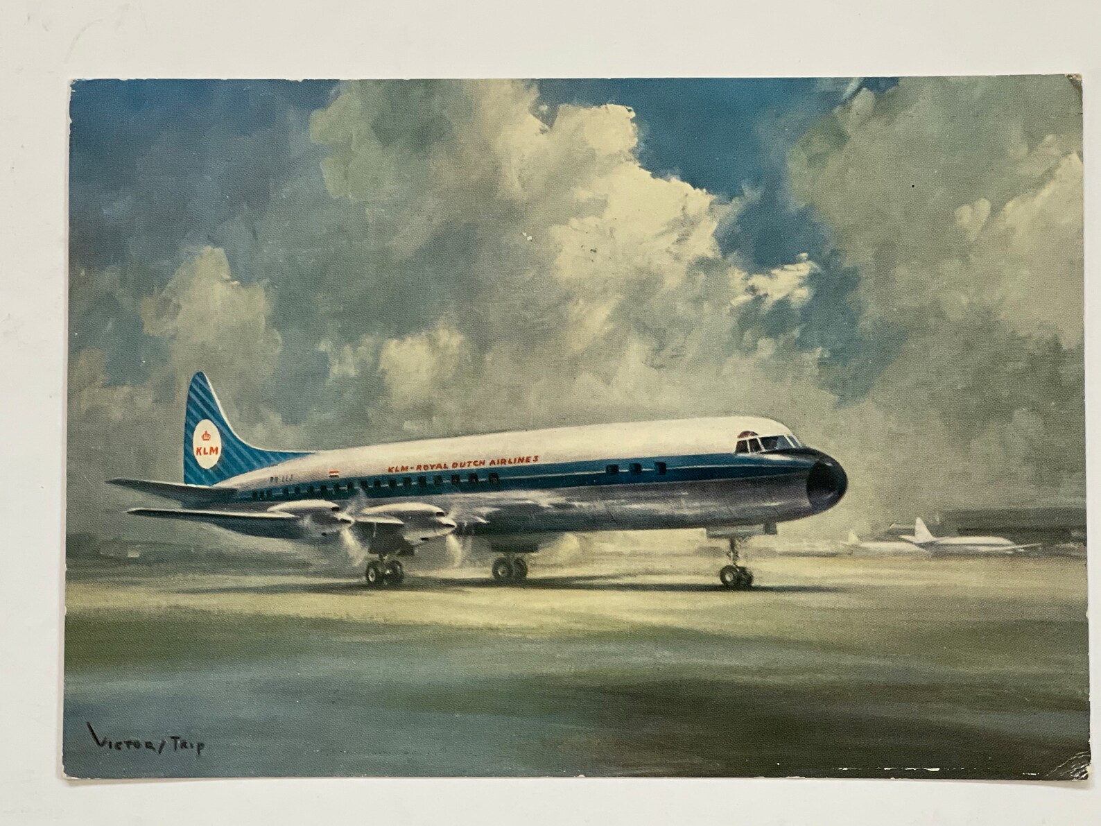 Vintage KLM Royal Dutch Airlines Postcard - Lockheed Prop Jet Electra ...