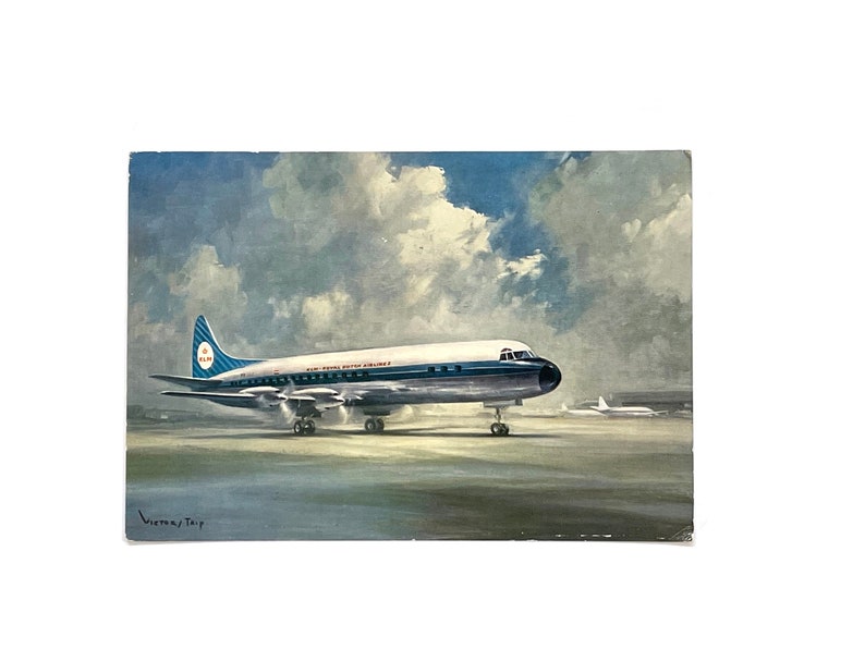 Vintage KLM Royal Dutch Airlines Postcard - Lockheed Prop Jet Electra ...