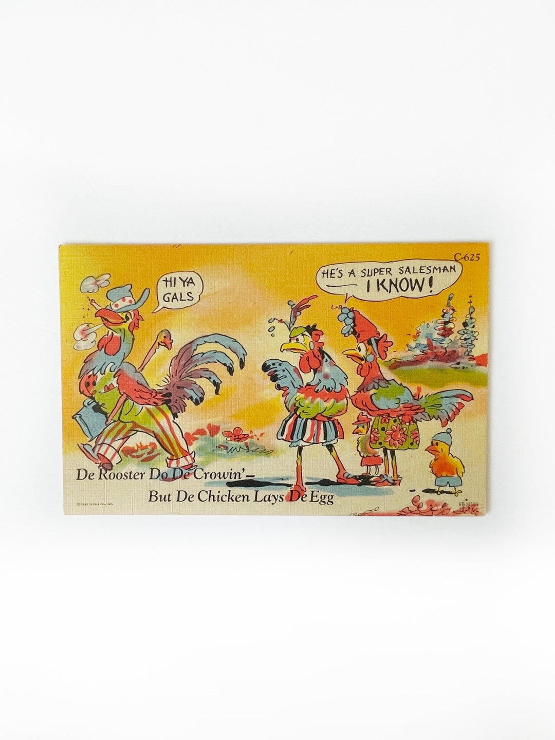 Vintage 1940s Unused Comic De Rooster De Chicken Post Card - Curt Teich ...