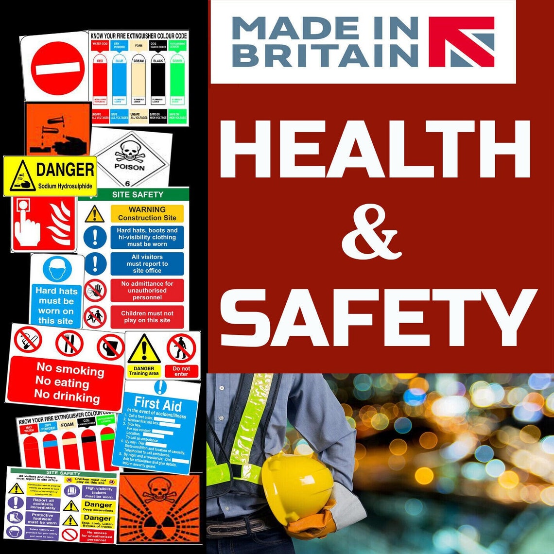 Health and Safety Warning Signs Hazard Danger Fire for the Workplace ...