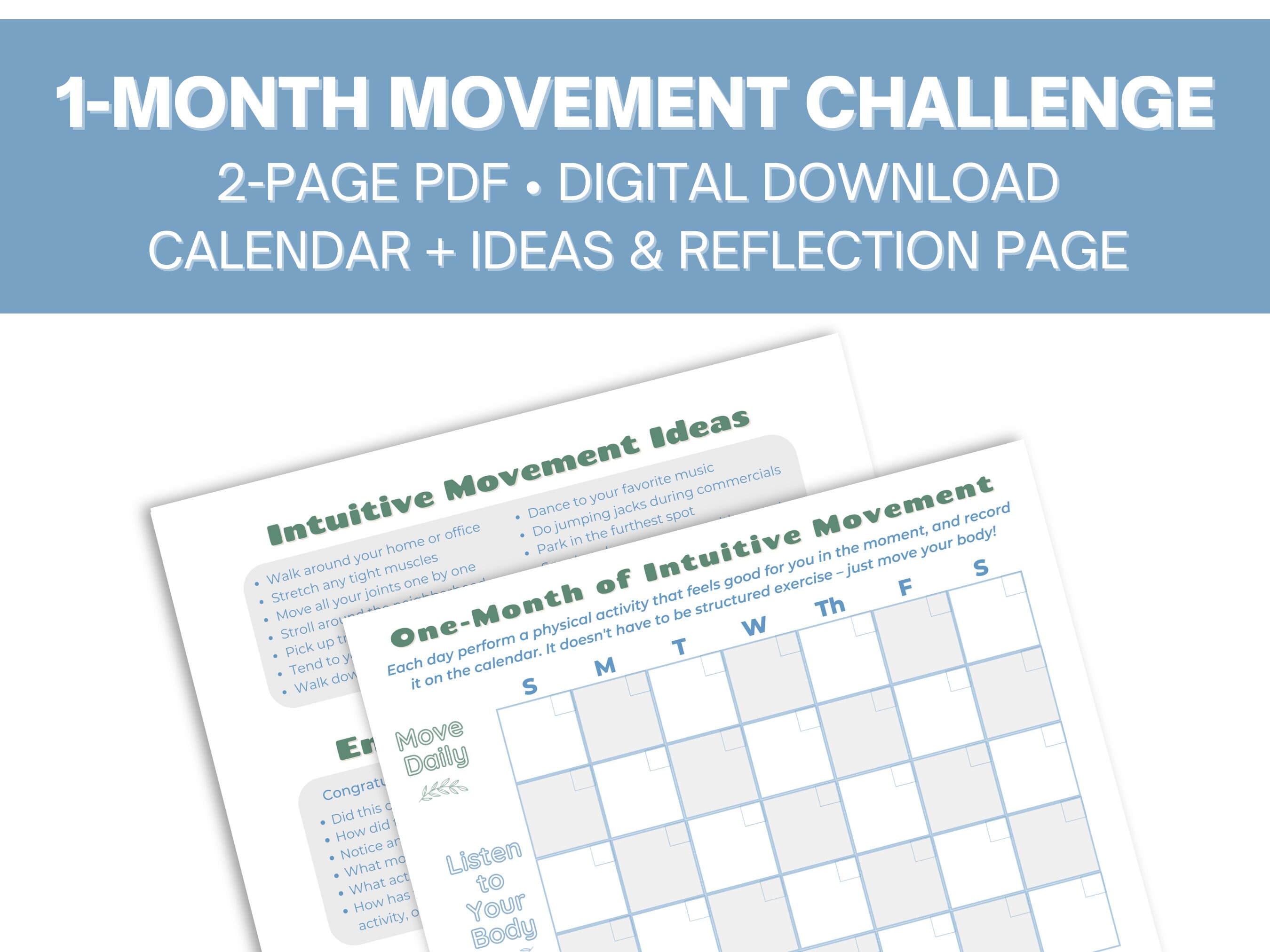 Movement Challenge | 1-month Digital, Printable Workout Plan | Home ...