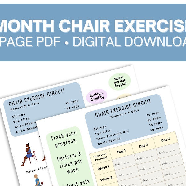 Printable Chair Exercises for Seniors - Etsy