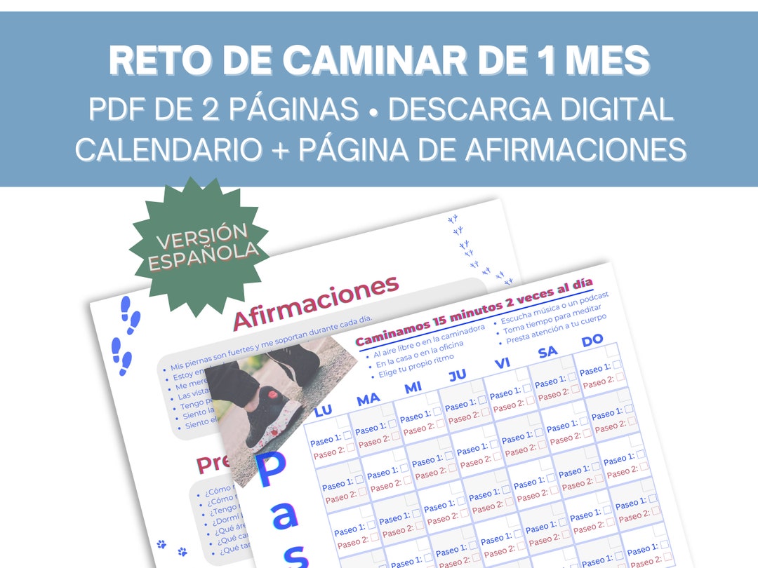Walking Challenge SPANISH | 1-month Digital, Printable Workout Plan ...