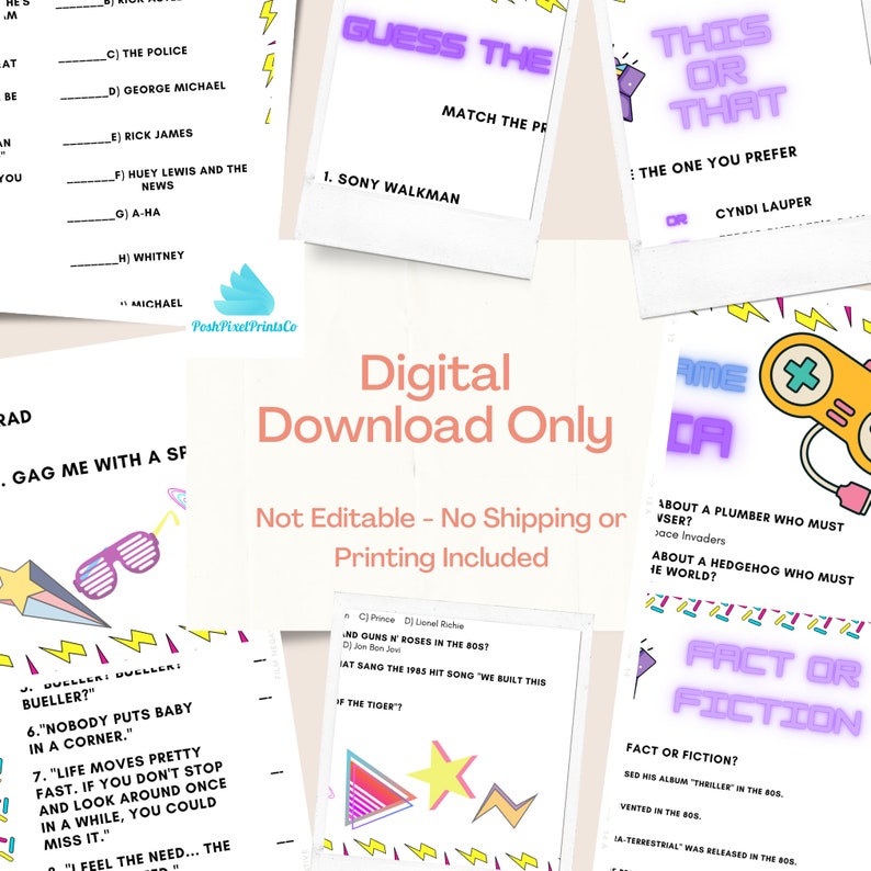 80s Games Bundle Printable, 80s Activities, 80s Party Games, 80s Trivia ...