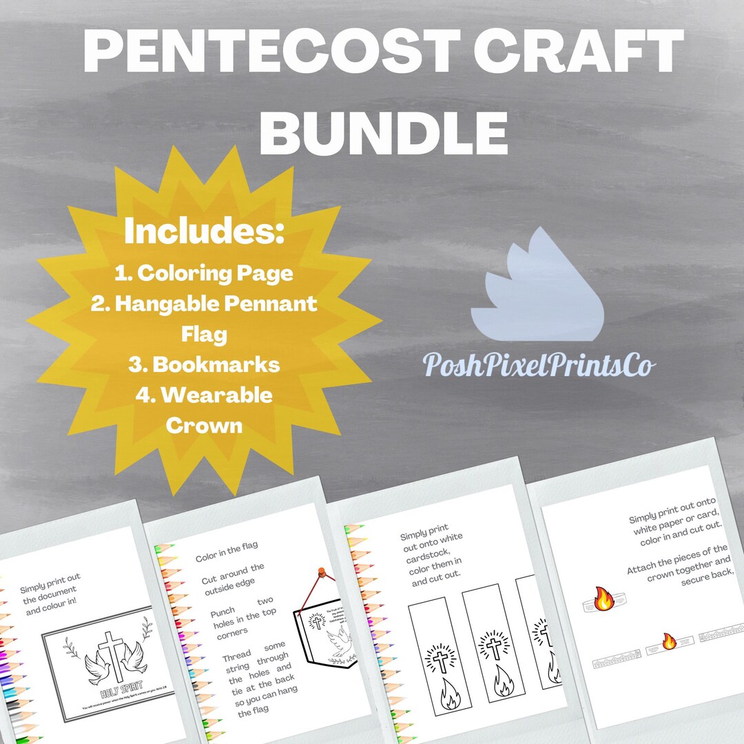 Printable Pentecost Craft Bundle Holy Spirit Coloring Sunday School ...