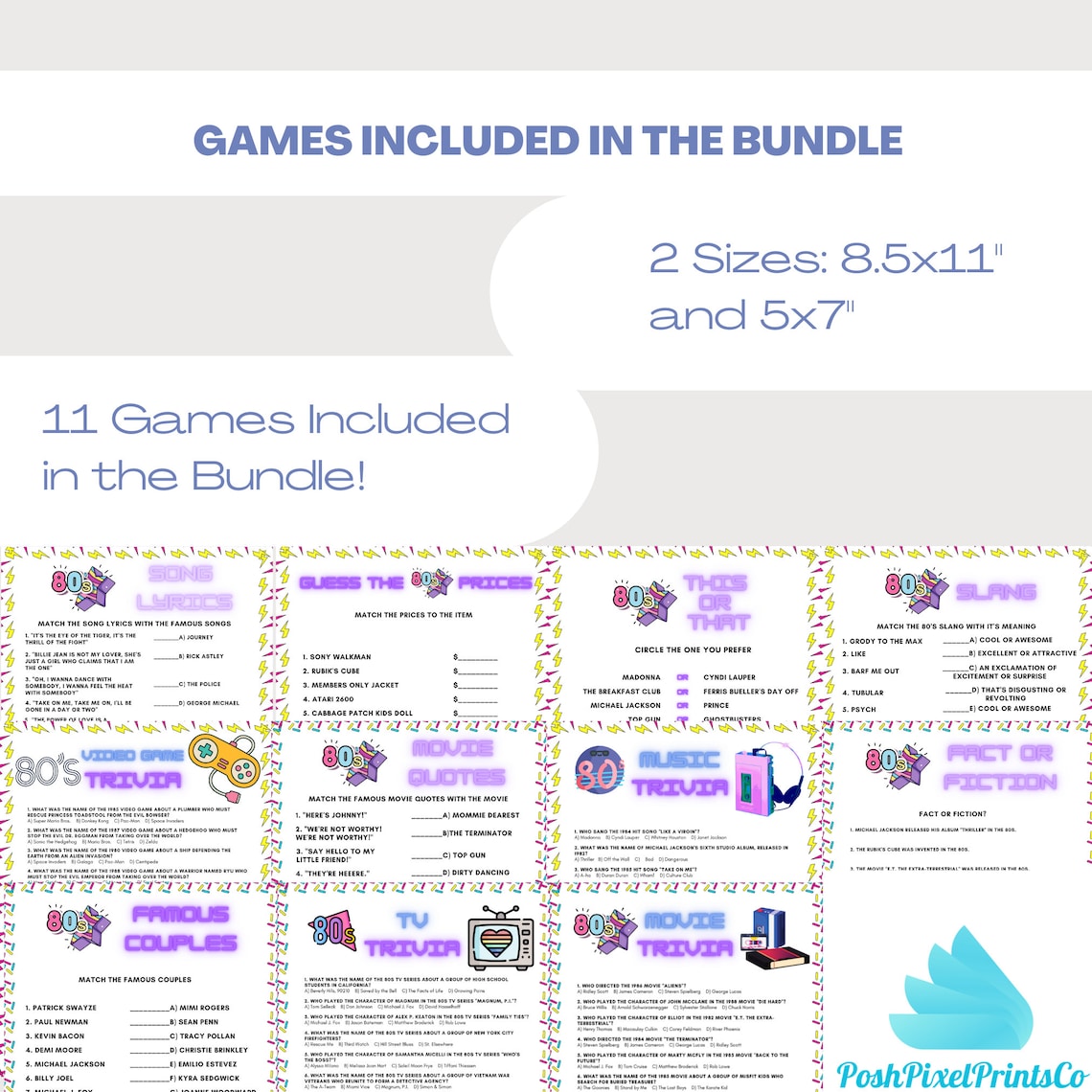 80s Games Bundle Printable, 80s Activities, 80s Party Games, 80s Trivia ...