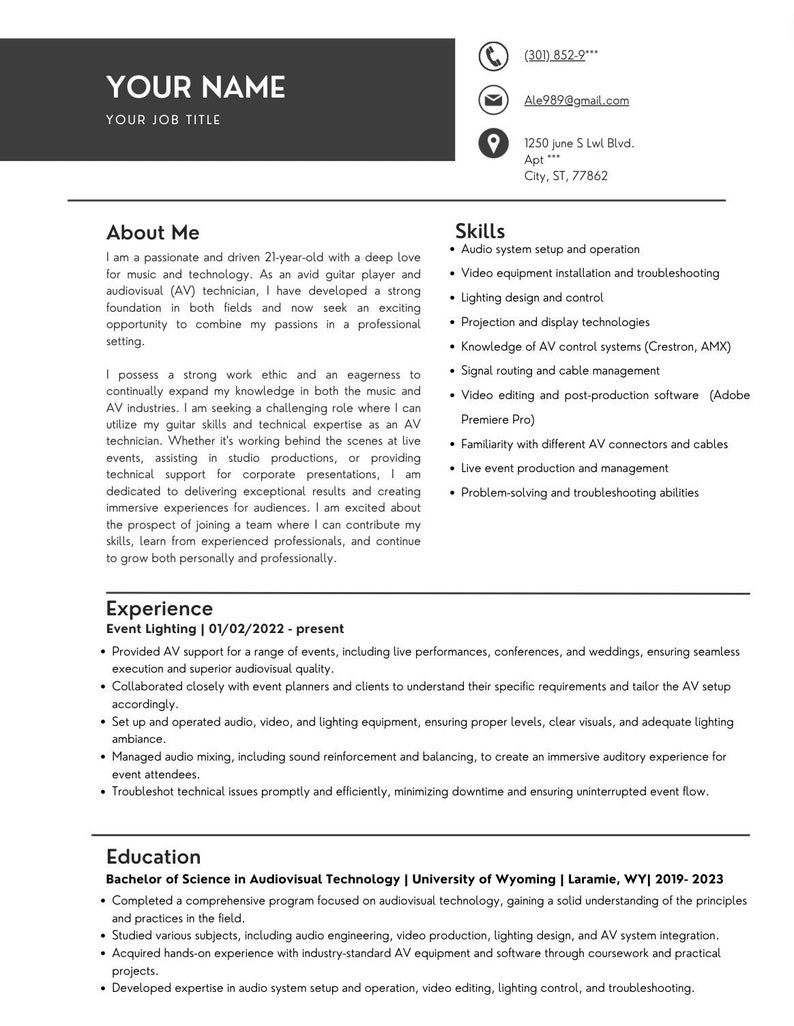 Professional Resume, Resume for Men, Resume for Women - Etsy