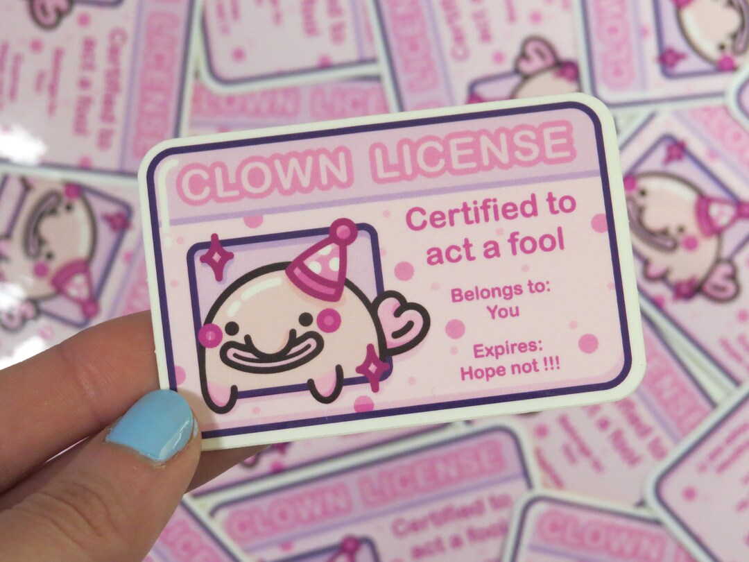 Clown License Blobfish Kawaii Waterproof Sticker - Etsy