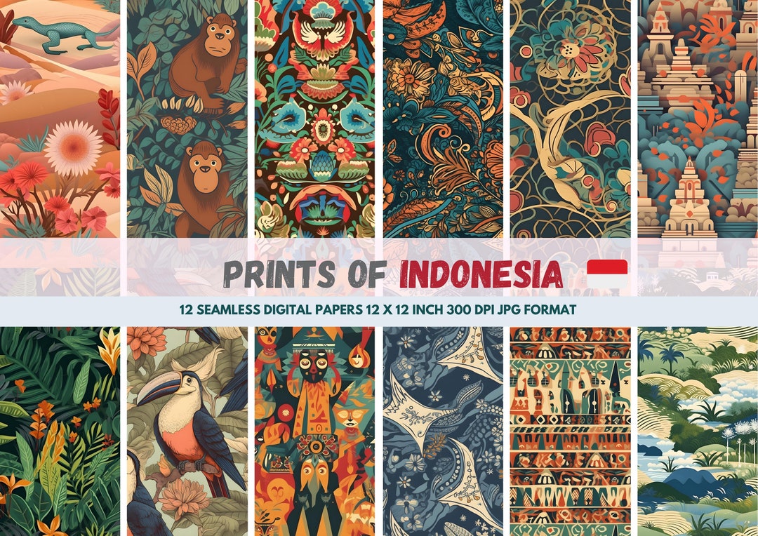 Vibrant Heart of Indonesia 12 Seamless Digital Papers 12x12 Inch 300 ...