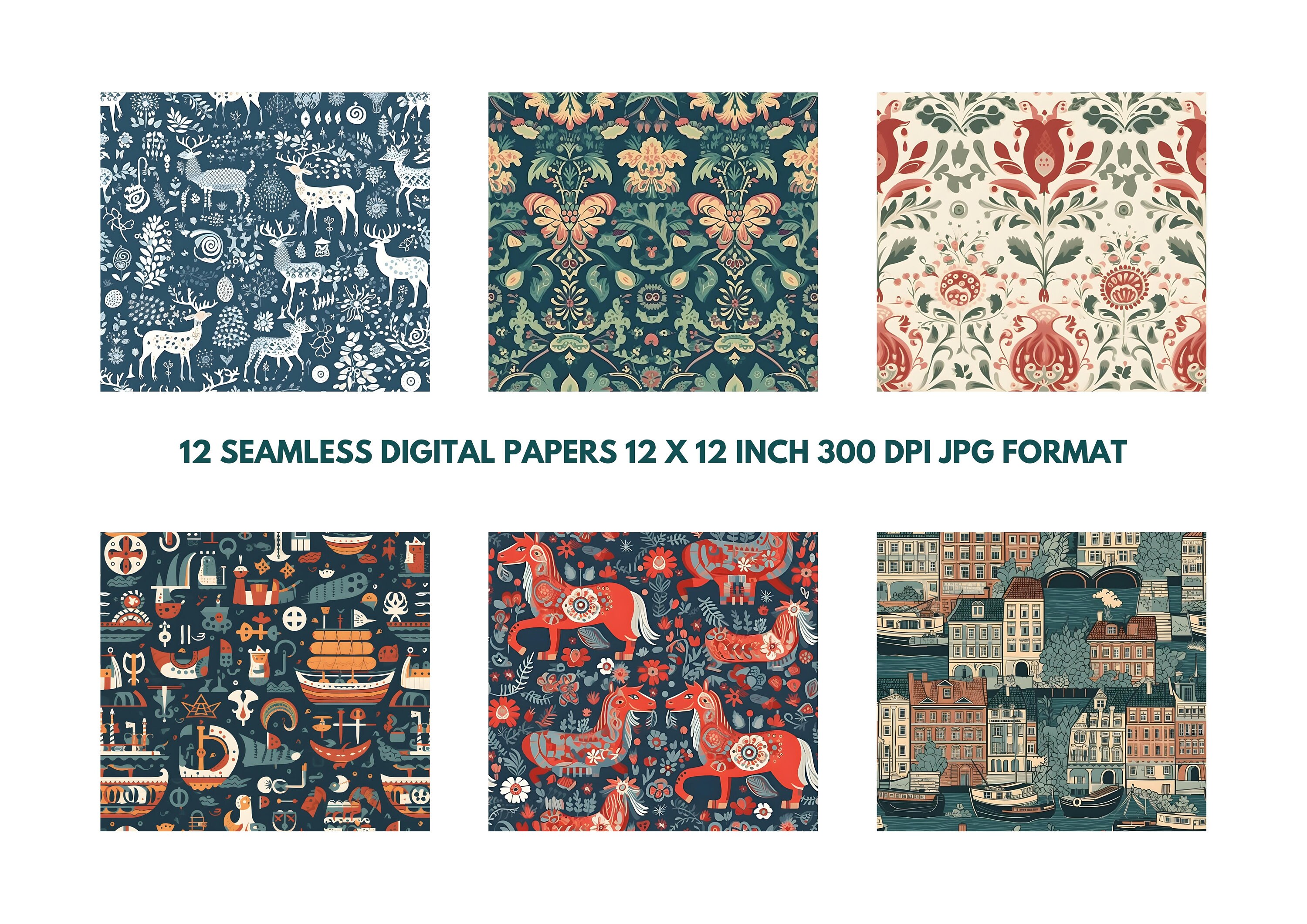 Serenity of Sweden 12 Seamless Digital Papers 12x12 Inch 300 DPI ...