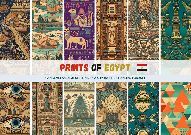 Mystical Egypt 12 Seamless Digital Papers 12x12 Inch 300 DPI ...