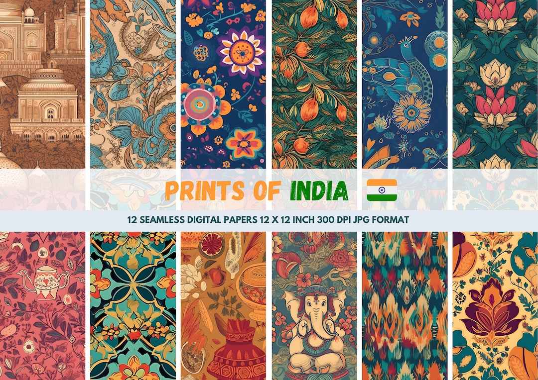 Ethos of India 12 Seamless Digital Papers 12x12 Inch 300 DPI ...