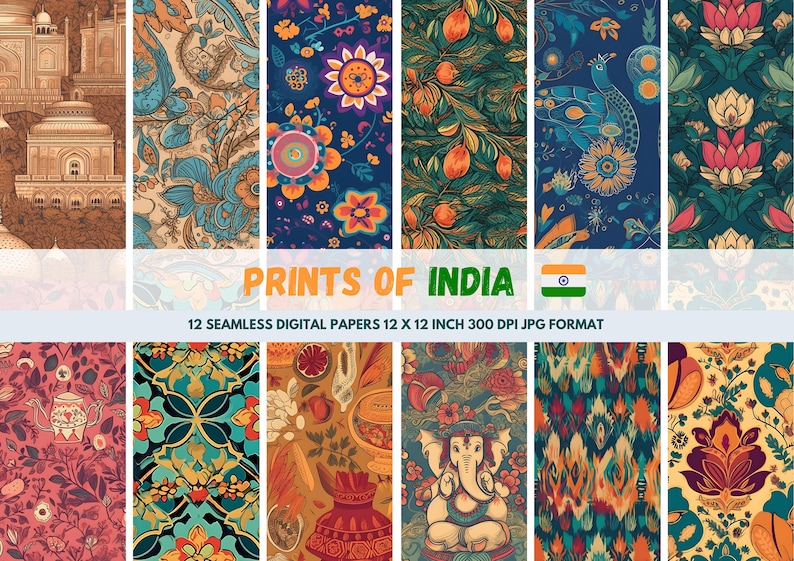 Ethos of India 12 Seamless Digital Papers 12x12 Inch 300 DPI ...
