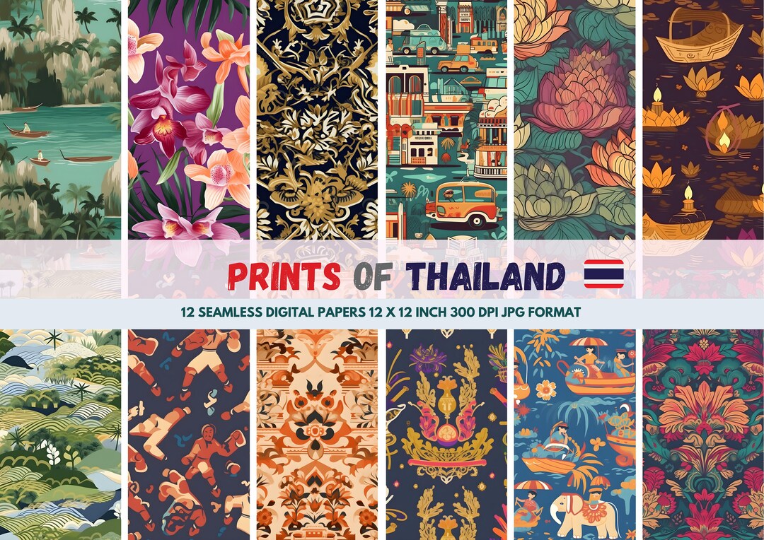 Captivating Charm of Thailand 12 Seamless Digital Papers 12x12 Inch 300 ...