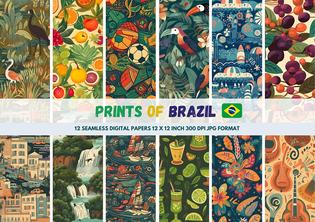 Vibrant Brazil 12 Seamless Digital Papers 12x12 Inch 300 DPI ...