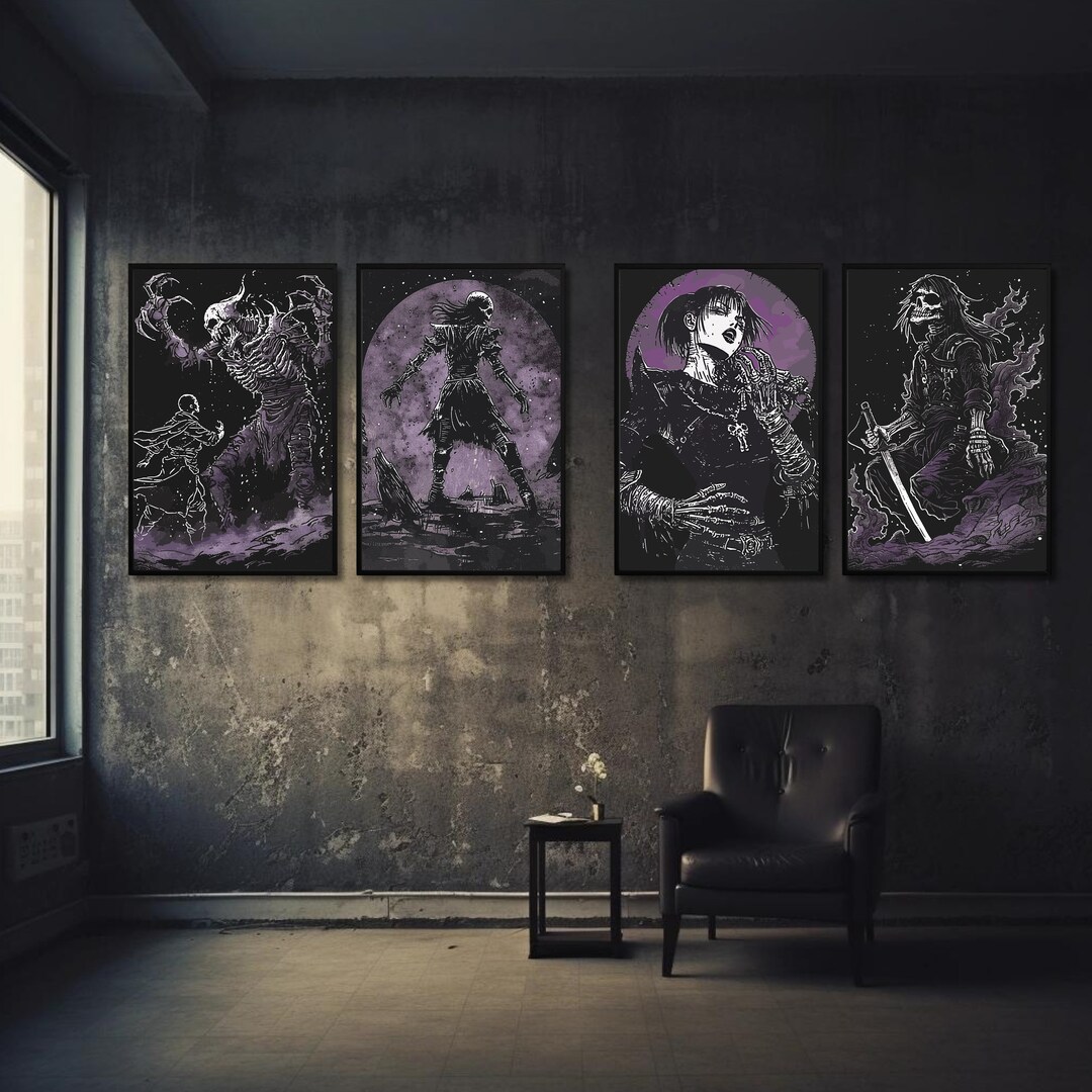 Punk Wall Art Digital Bundle, Gothic PNG Art, Metal Printable Posters ...
