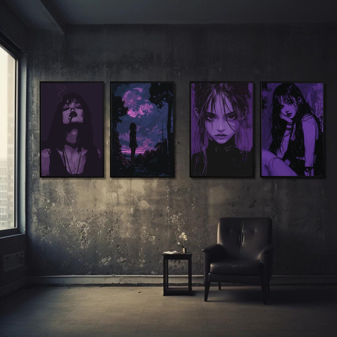 90s Goth Printable Art, Anime Girls Digital Posters, Edgy Girl Room ...