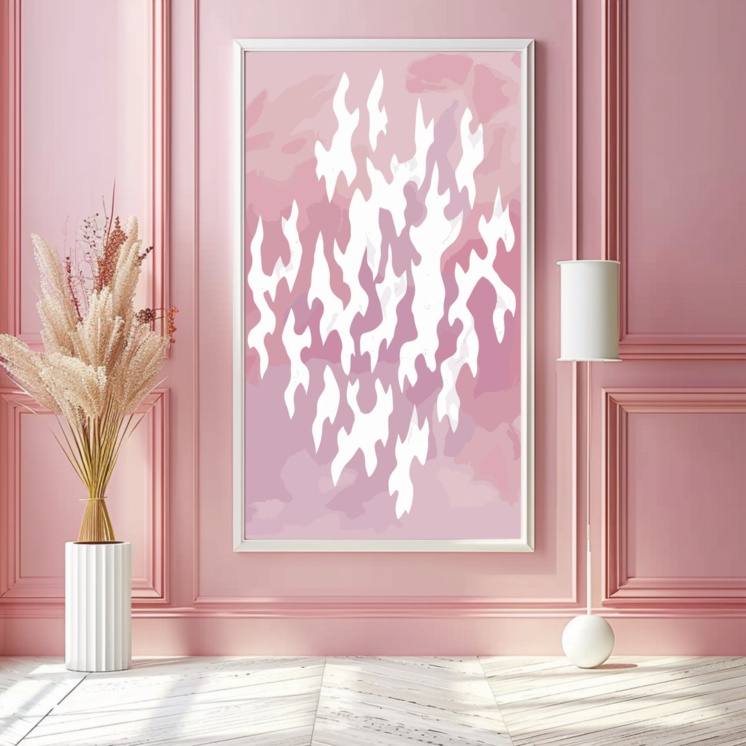 Baby Pink Japandi Print, Pastel Pink Wall Art, Abstract Art Print ...